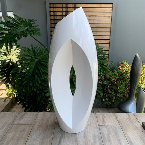 Slanted Fibreglass Pot with Hole - White Large | Anita