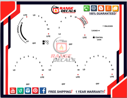 GE CGP650SETSS Cooktop Decals | Range Decals | Range Decals