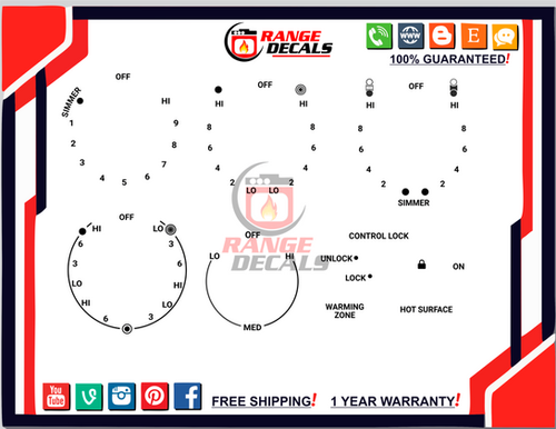 GE PP962SMSS1 Cooktop Decals | Range Decals | Range Decals