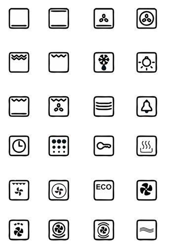 24 Assorted Symbols for Stoves and Ovens Decals | Range Decals