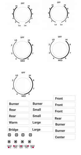 5 Dials, 18 Decals, 5 Burner, 8 Symbols Stove Decals | Range Decals ...