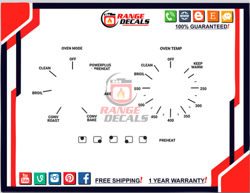 Frigidaire FPGF3077QF Stove Decals | Range Decals | Range Decals