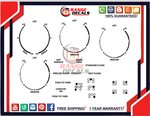Whirlpool Stove Decals |10| Range Decals | Range Decals