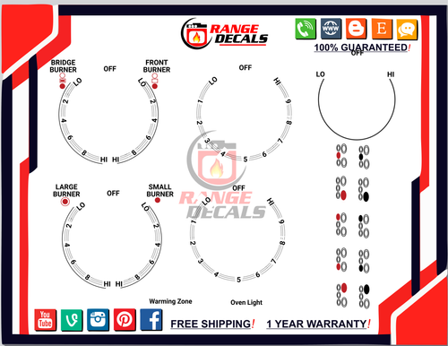 GE JB970SB1SS Stove Decals | Range Decals | Range Decals