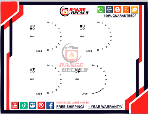 GE PGP943 Cooktop Decals | Range Decals | Range Decals