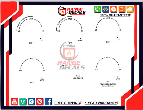 GE CGP950302MS1 Cooktop Decals | Range Decals | Range Decals