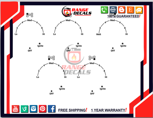 Whirlpool WCG55US6HS00 Cooktop Decals | Range Decals | Range Decals