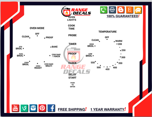 GE ZET1SMSS Oven Decals | Range Decals | Range Decals