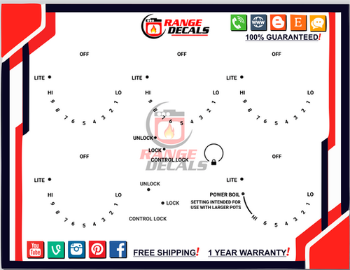 GE JGP975SEKSS Stove Decals | Range Decals | Range Decals