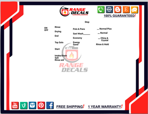 Miele G 851 SC Plus Dishwasher Decals | Range Decals | Range Decals