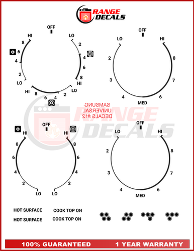 SAMSUNG FE710DRS Stove Decals | Range Decals | Range Decals