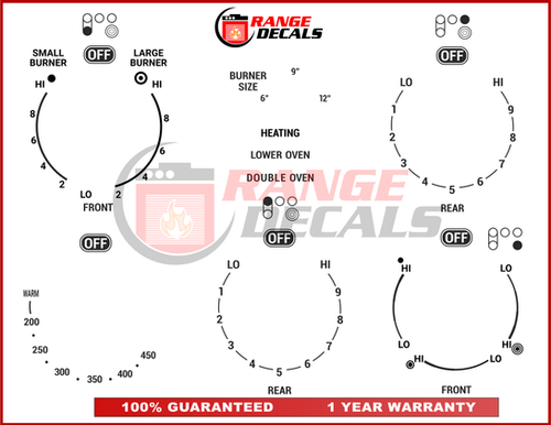 GE JB968S0H2SS Stove Decals | Range Decals | Range Decals