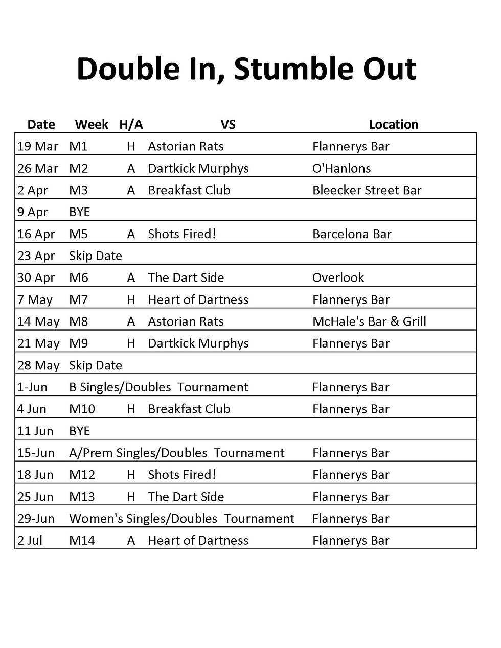 Team Schedules B | home