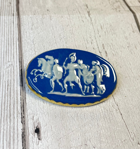 1970s Vintage Ceramic Battle Scene Brooch | My Vintage