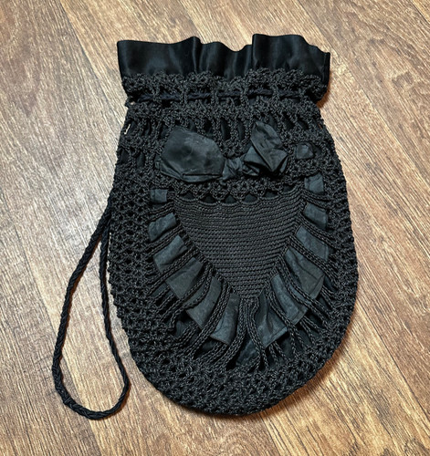 Antique Victorian/Edwardian Black Roped Bag/Purse | My Vintage