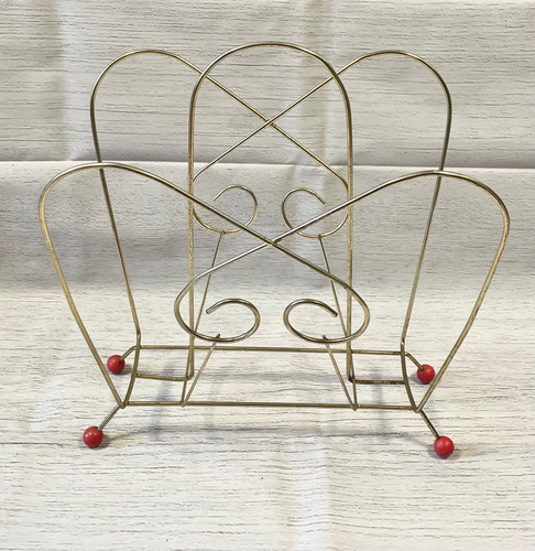 Homeware | Vintage Mid Century Gold Ornate Atomic Magazine Rack | My ...