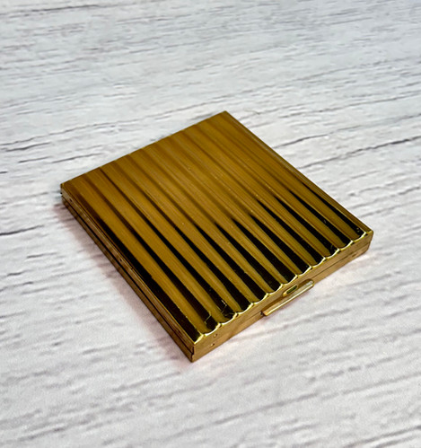 Vintage Compact | Vintage Brass Square Powder Compact | My Vintage