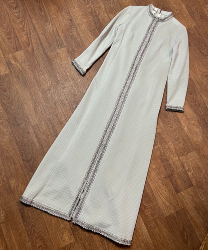 1960s Vintage Frank Usher Silver-Grey Maxi Dress Size 10 | My Vintage