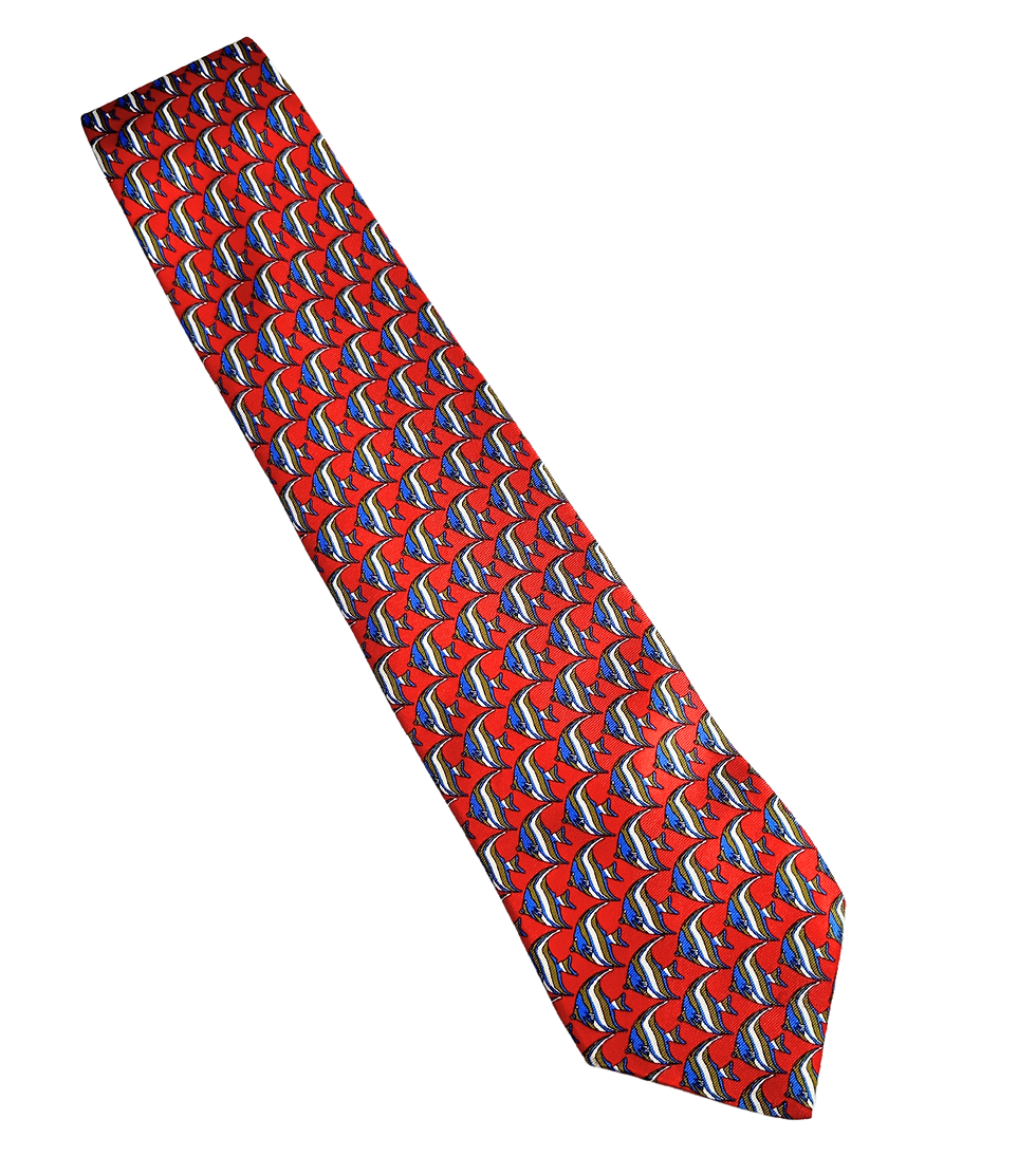 Vintage Gucci Tie | Gucci Vintage Red Angelfish Silk Tie | My Vintage