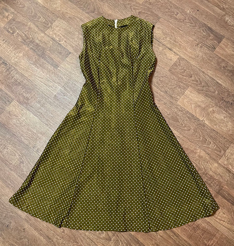 Vintage Dress | 1960s Vintage Gold Spotty Flared Dress Size 10 | My Vintage
