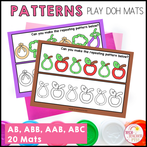 Kindergarten and First Grade Patterning Play Doh Mats | Tech Teacher Pto3