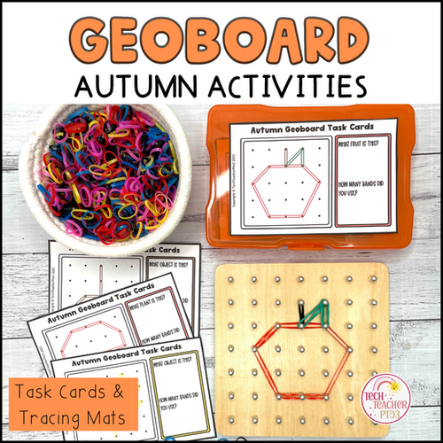 Geoboard Activities Autumn Fall Task Cards and Tracing Worksheets ...