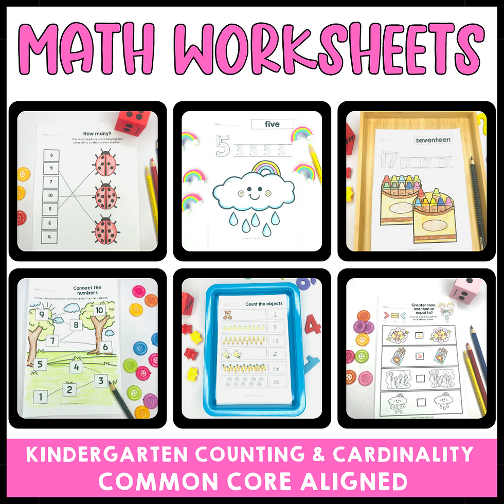 Kindergarten Counting and Cardinality Math Worksheets Common Core ...