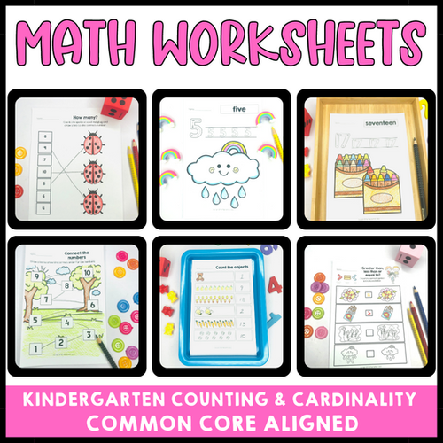 Kindergarten Counting and Cardinality Math Worksheets Common Core ...