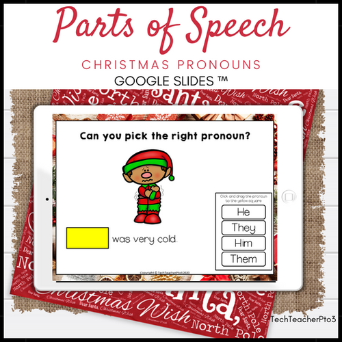 Parts of Speech Christmas Pronouns Google Slides ™ Distance Learning ...
