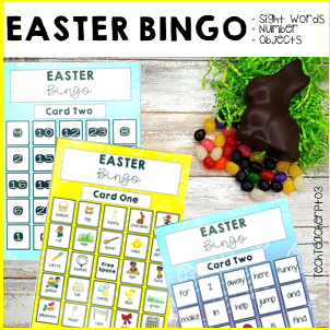 Easter Bingo Sight Words Objects and Number | Tech Teacher Pto3