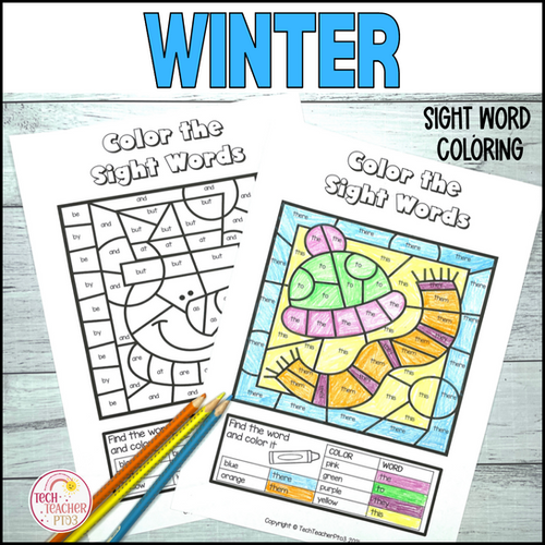 Winter Sight Word Coloring Activities No Prep | Tech Teacher Pto3
