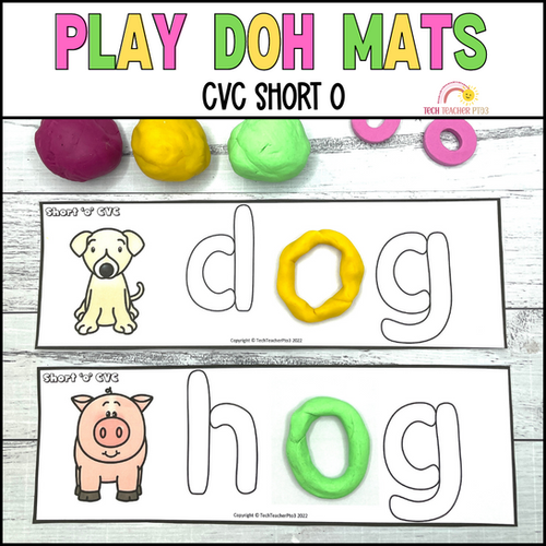 CVC Short O Phonics Sight Word Play Doh/Dough Mats | Tech Teacher Pto3
