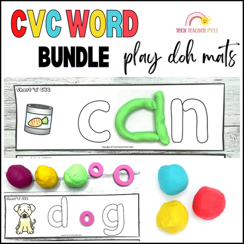 SAVE 30% CVC Phonics Play Doh Dough Mats BUNDLE | Tech Teacher Pto3