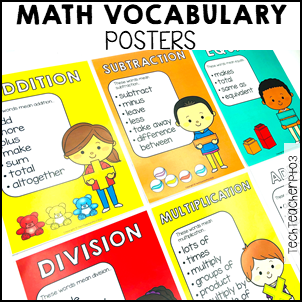 Math Vocabulary Posters for problem solving words | Tech Teacher Pto3