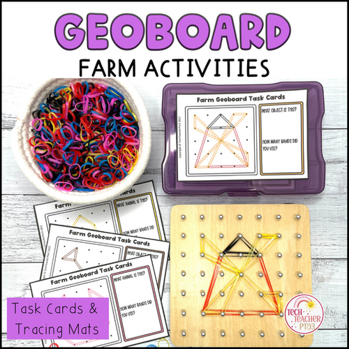 Geoboard Activities Farm Task Cards and Tracing Worksheets | Tech ...