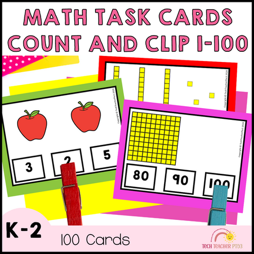 Count and Clip Number Cards 1-100 Kindergarten and First Grade Math ...