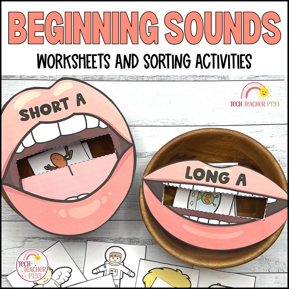 Beginning Sounds Worksheets and Sorting Activities | Tech Teacher Pto3