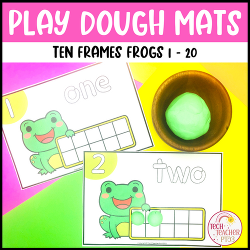 Play Dough Number Mats Ten Frames Frogs 1 to 20 | Tech Teacher Pto3