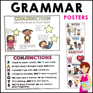 Parts of Speech Posters Grammar Adjectives Verbs Nouns and Pronouns ...