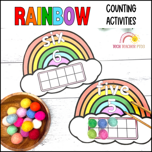 Rainbow Counting Activities Ten Frames Sequencing | Tech Teacher Pto3