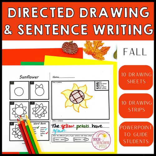 Autumn Fall Directed Drawing and Sentence Writing | Tech Teacher Pto3