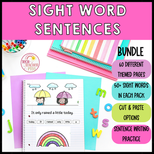 SAVE 30% Sight Word Sentence Writing Activities Bundle | Tech Teacher Pto3