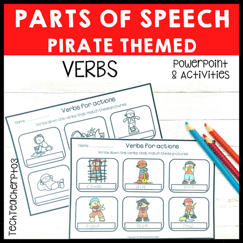 Parts of Speech Pirate Verbs Grammar Activities | Tech Teacher Pto3