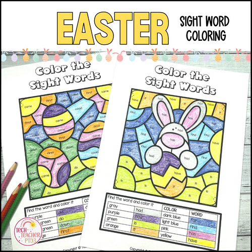 Easter Sight Word Coloring Activities No Prep | Tech Teacher Pto3