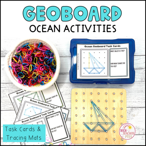 Geoboard Activities Ocean Task Cards and Tracing Worksheets | Tech ...