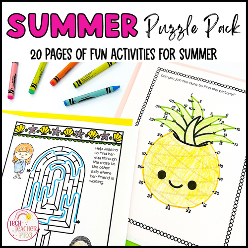 Summer Puzzle Pack Word Search Dot-to-Dot Mazes and more | Tech Teacher ...