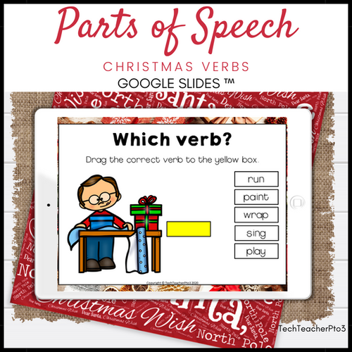 Parts of Speech Christmas Verbs Google Slides ™ Distance Learning ...