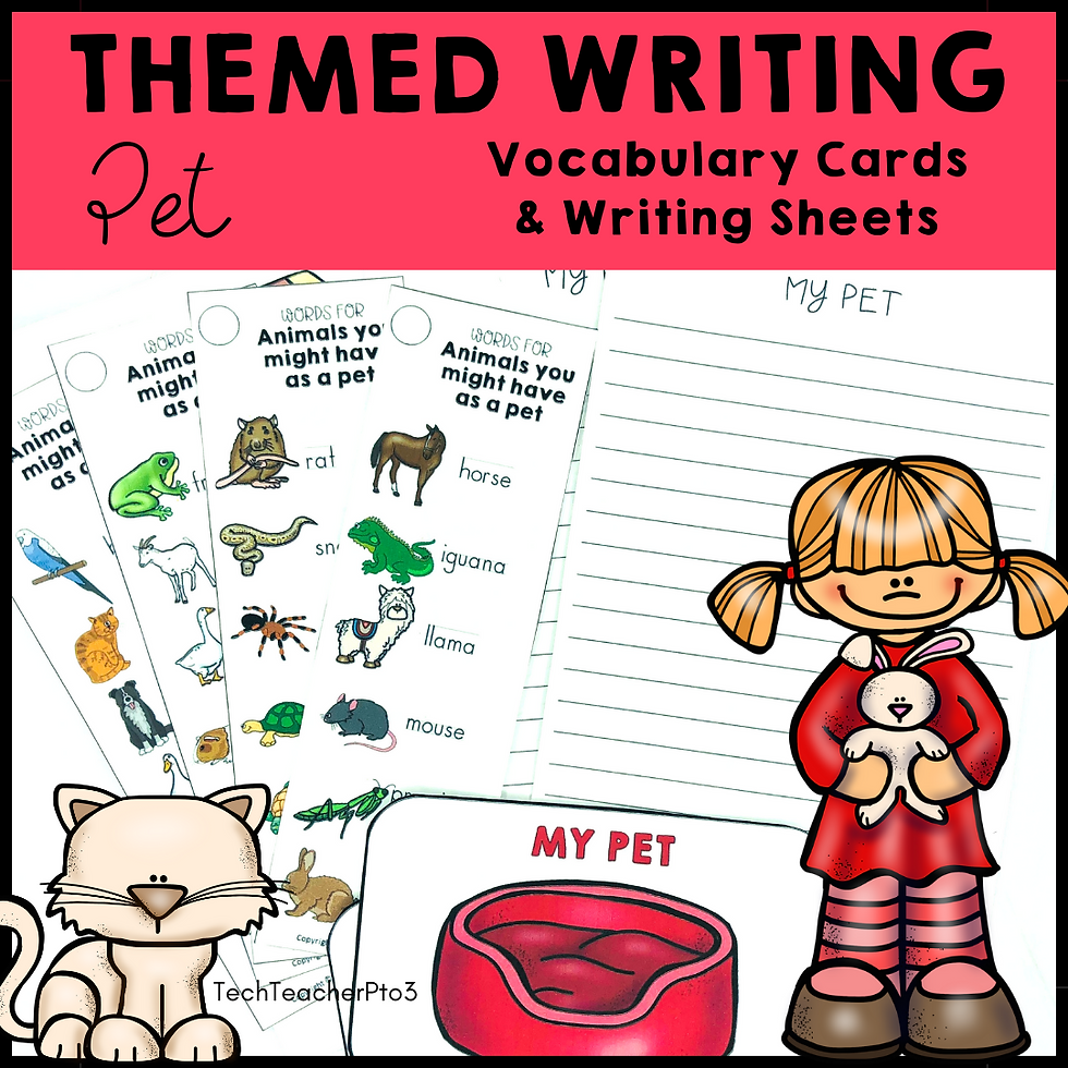 Themed Writing Activity Pet | Tech Teacher Pto3