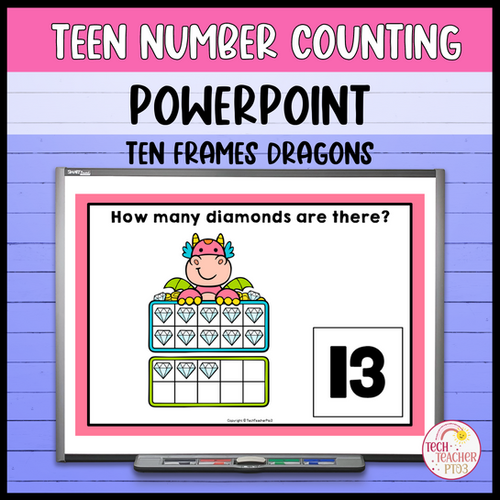 Teen Number PowerPoint Counting Ten Frames Dragons | Tech Teacher Pto3