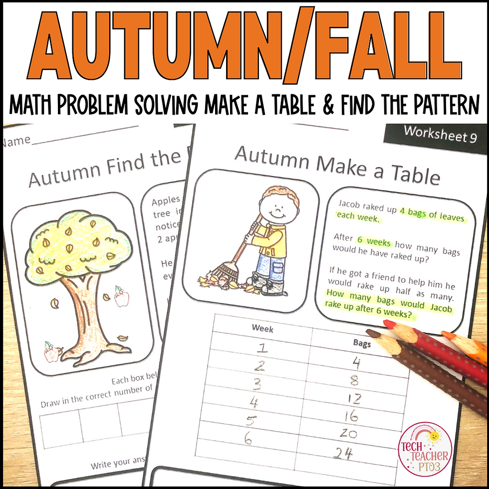 Autumn Fall Math Problem Solving Find the Pattern and Make a Table ...